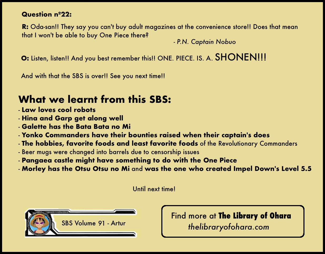 Volume 91 SBS Question Corner – The Library of Ohara