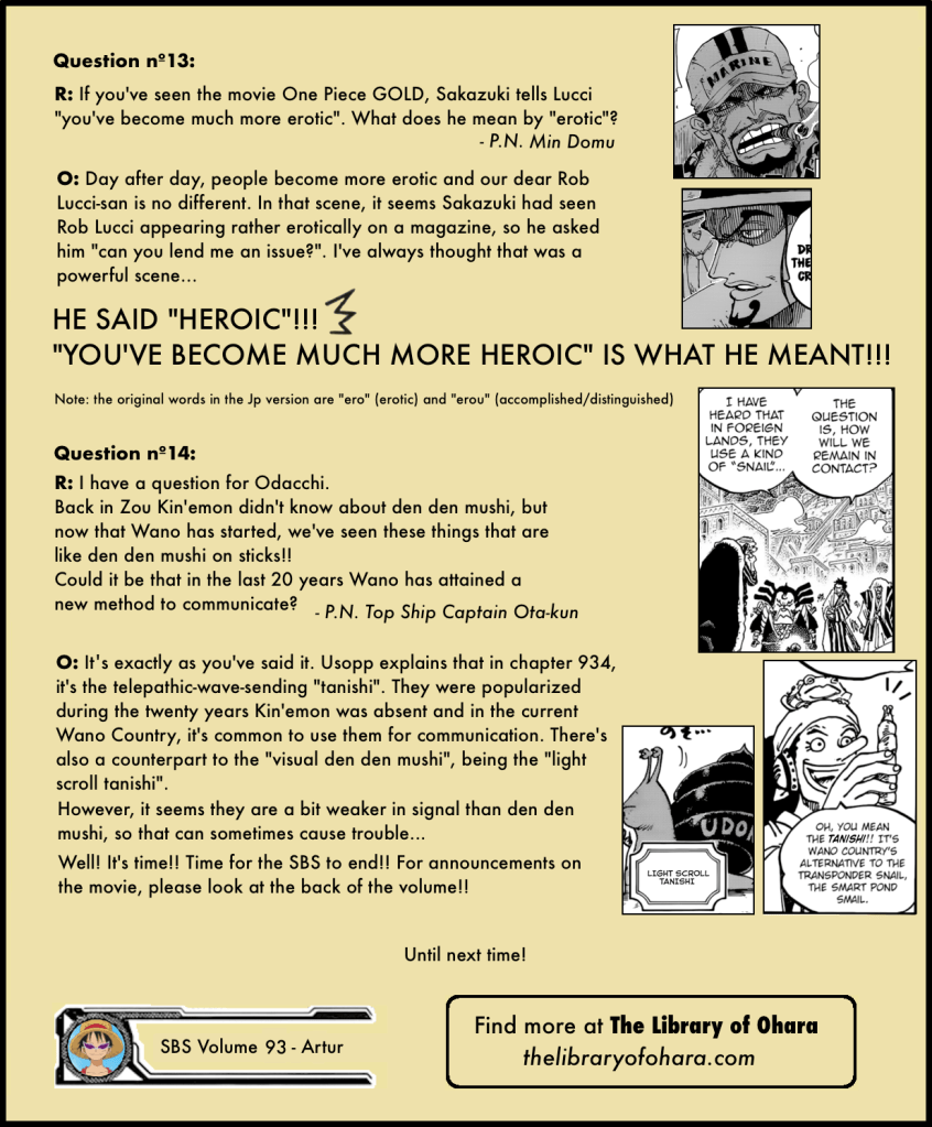 Volume 93 SBS Question Corner – The Library of Ohara