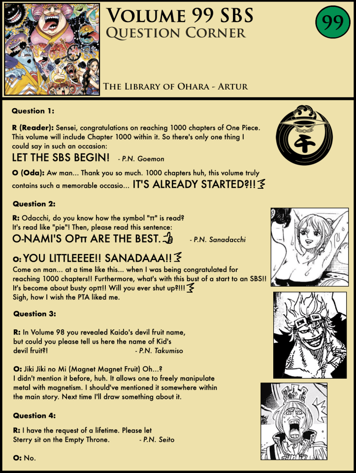 Volume 99 SBS Question Corner – The Library of Ohara