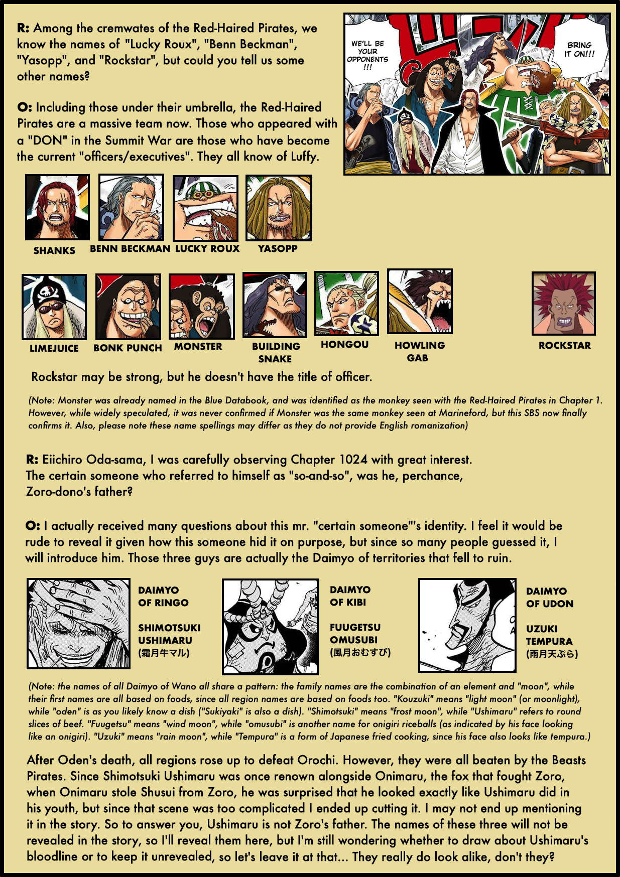 One Piece Volume 101 SBS Question Corner Summary – The Library of Ohara